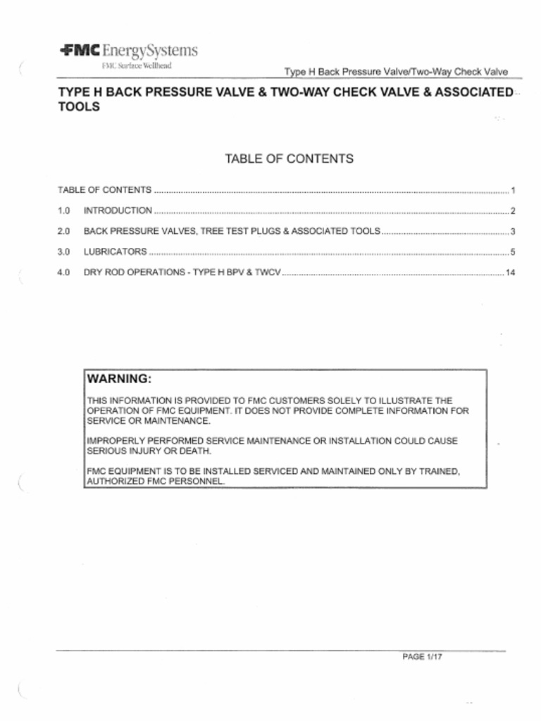 5.0 Back Pressure Valve Installation Procedure | PDF