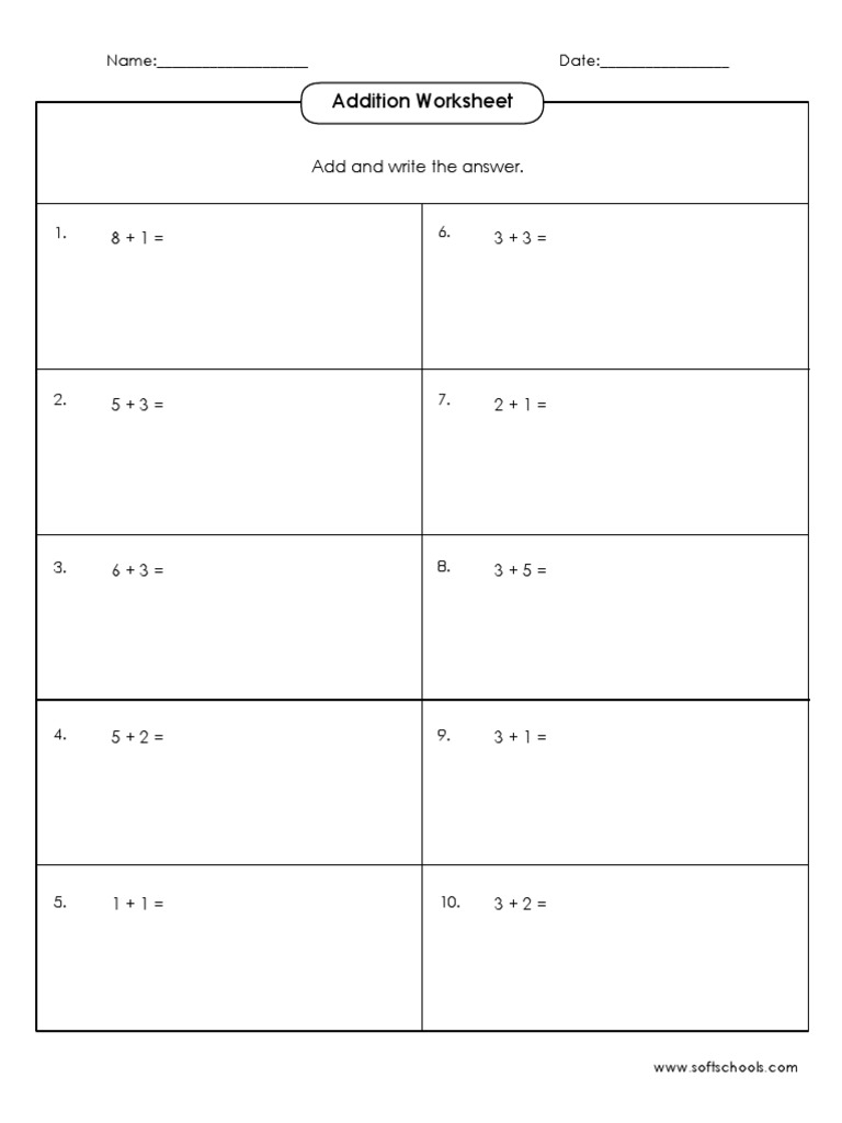 Single Digit Addition Worksheet 4 | PDF