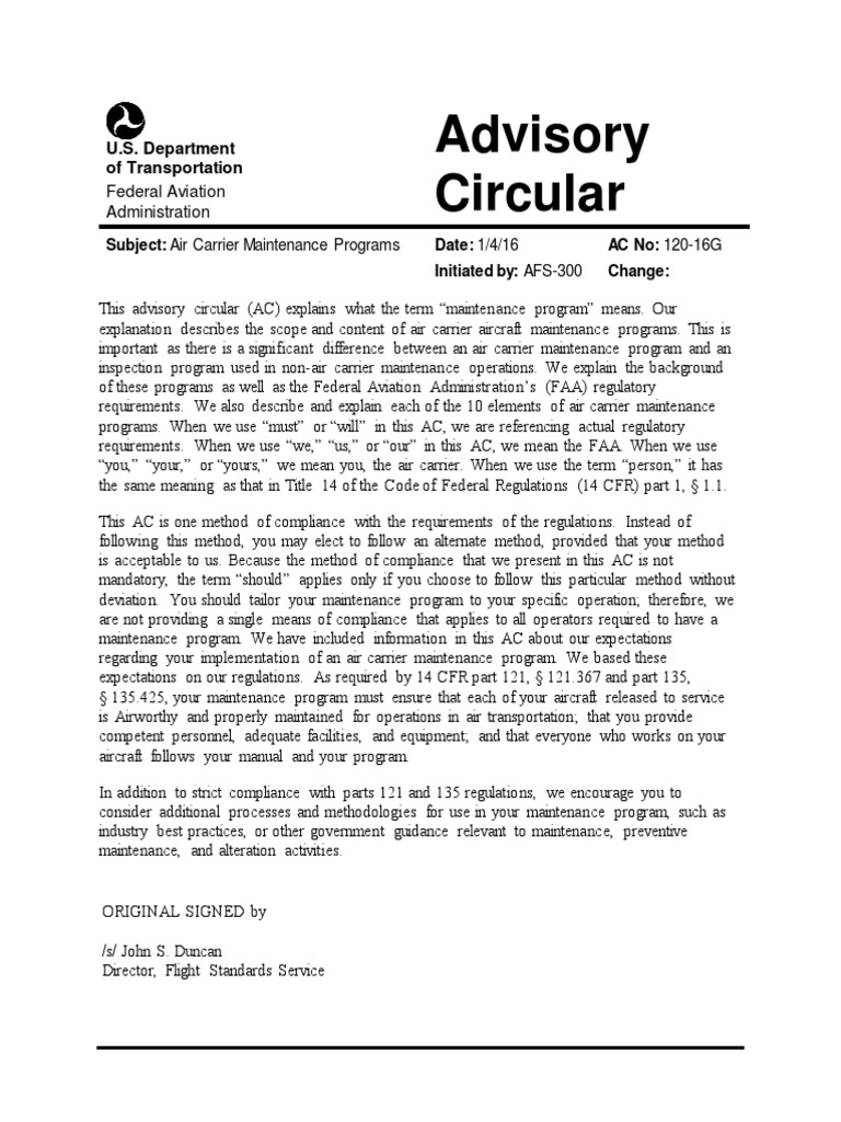 FAA Advisory Circular 120-16G | PDF | Federal Aviation Administration ...