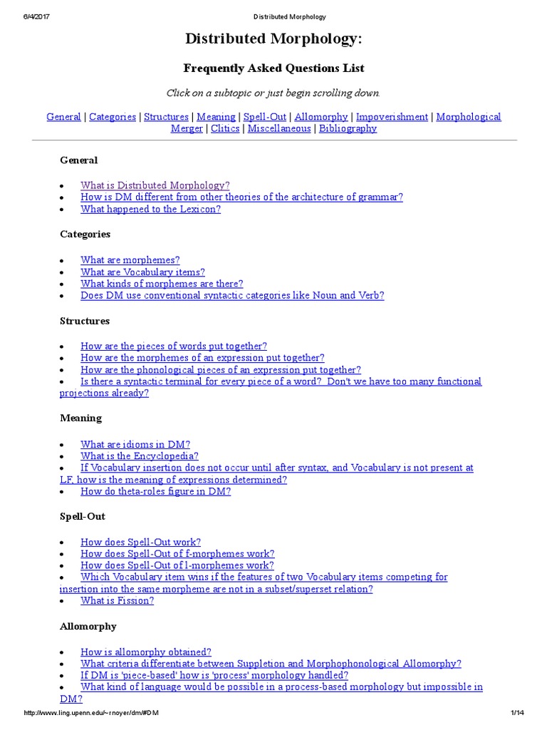 Distributed Morphology | PDF | Morphology (Linguistics) | Lexicon