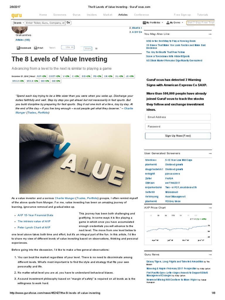 The 8 Levels of Value Investing | PDF | Value Investing | Investing