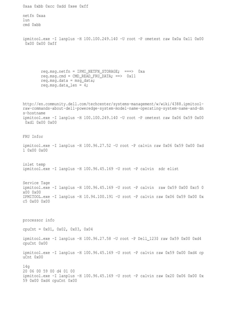 IPMItool commands for server hardware info | PDF