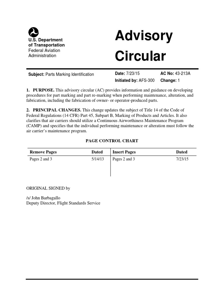 FAA Advisory Circular 43-213A | PDF | Government | Business