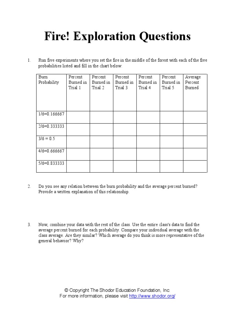 Fire Exploration Questions | PDF