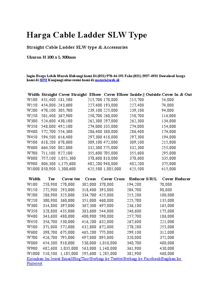 Harga Cable Ladder SLW Type | PDF | Elbow