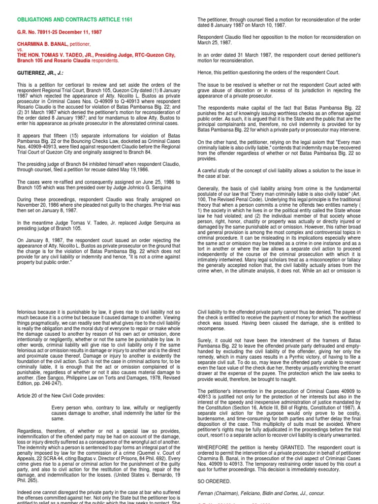 Article 1161: Civil Liability Explained | PDF | Defamation | Crime ...