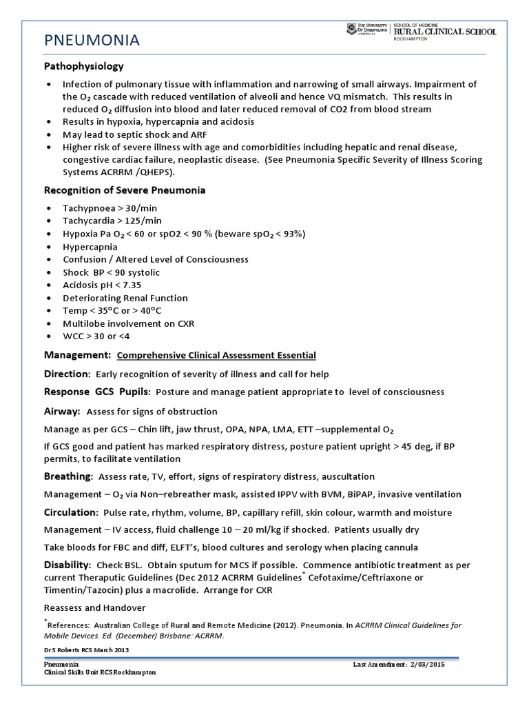 Pneumonia: Pathophysiology | PDF