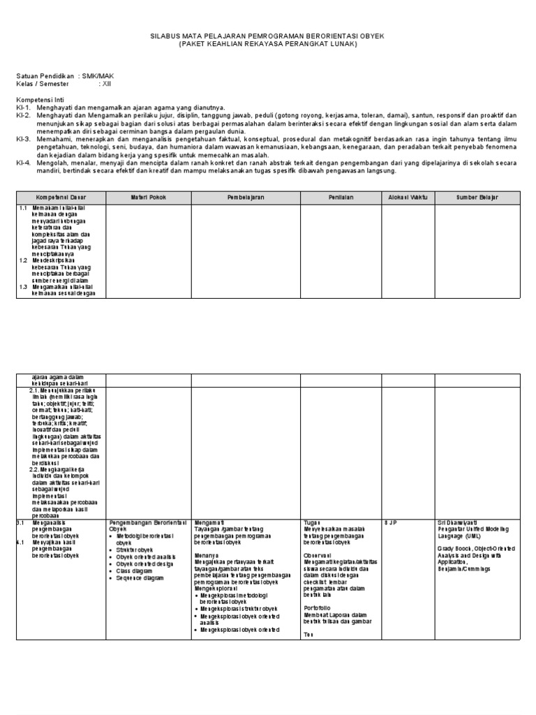 Silabus Pbo - Xii SMK | PDF