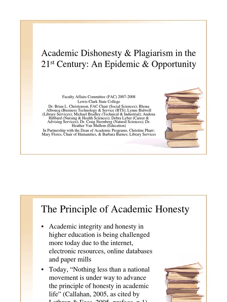Academic Dishonesty & Plagiarism 21st Century | PDF | Academic ... Academic Dishonesty & Plagiarism 21st Century | PDF | Academic ...