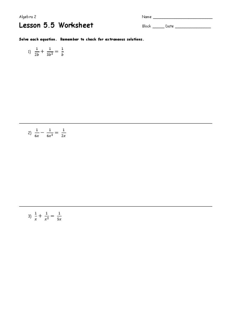 Lesson 5 5 Worksheet 6 Problems | PDF