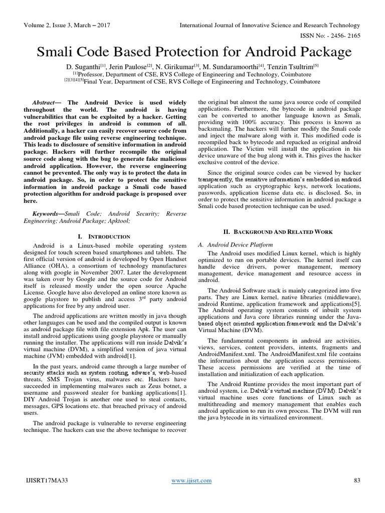 Smali Code Based Protection For Android Package | PDF | Android ...