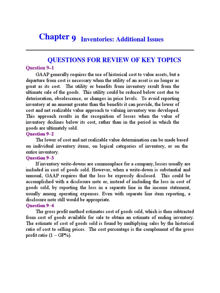 Intermediate Accounting Chapter 9 Solutions | PDF | Inventory Valuation | Cost Of Goods Sold