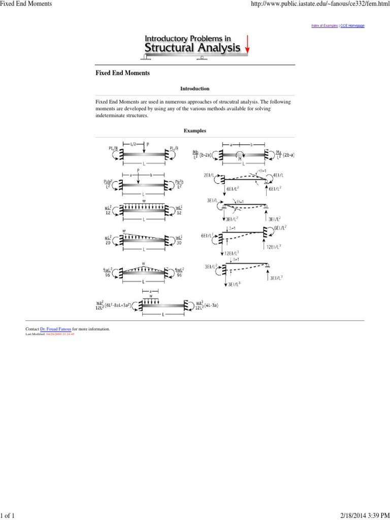 Fixed End Moments.pdf | Analysis | Computational Science