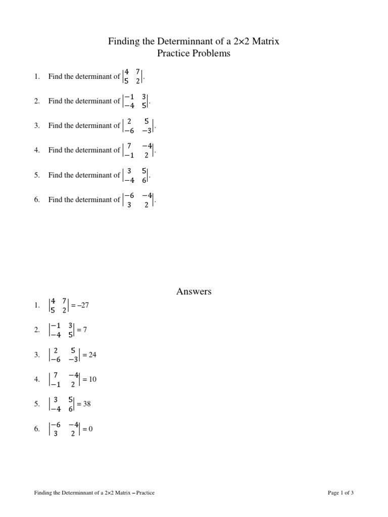 Finding the Determinant of a 2x2 Matrix: A Step-by-Step Guide with ...