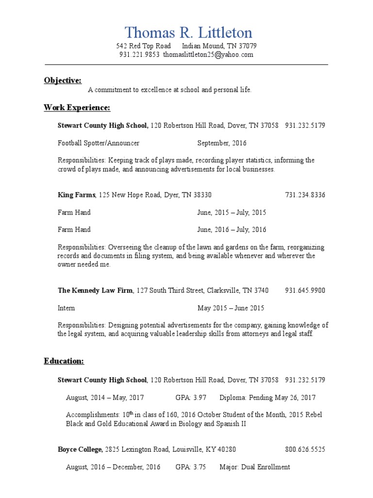 Thomas Littleton Resume | PDF