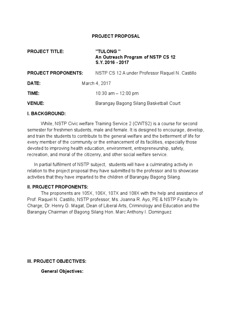 Sample Project Proposal | PDF | Self Awareness | Attitude (Psychology)