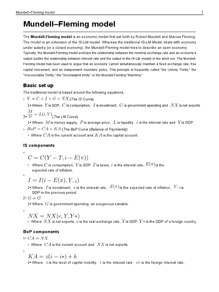 Mundell-Fleming Model | PDF | Macroeconomics | Money