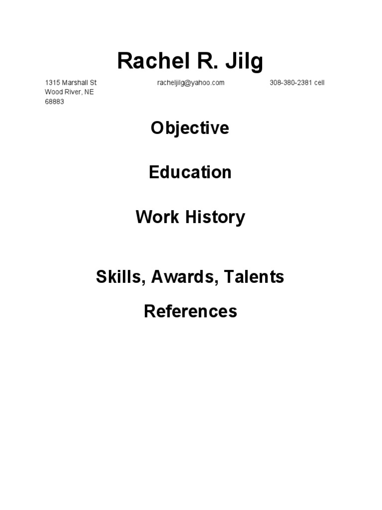 Rachel Jilg's Resume Overview | PDF