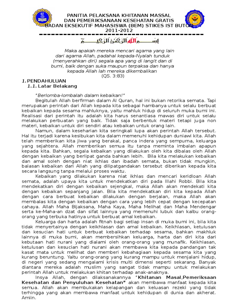 Proposal Sunatan Massal | PDF