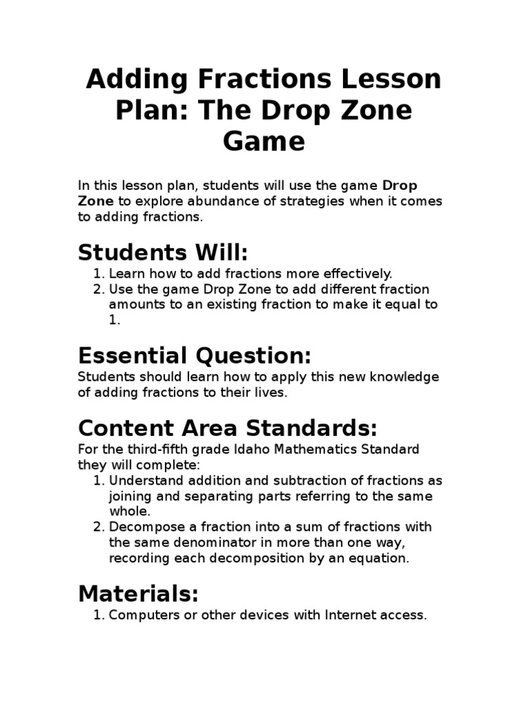 Lesson Plan | PDF | Fraction (Mathematics) | Lesson Plan