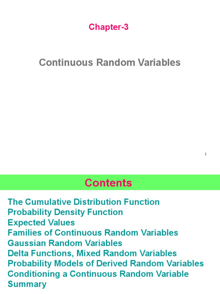 Continuous Random Variables Guide | PDF | Probability Theory ...