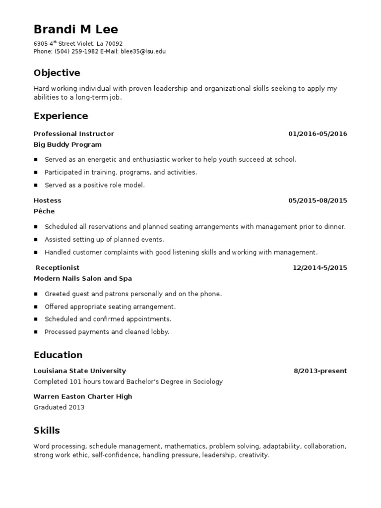 Brandi Resume 1 | PDF | Self-Improvement
