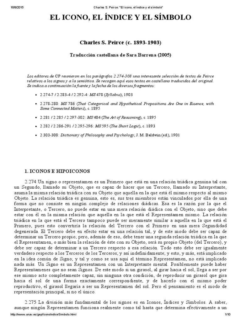El Icono El Indice y El Símbolo | PDF | Los símbolos | Charles Sanders ...