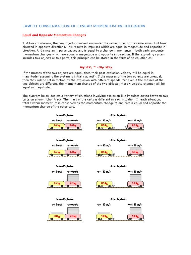 Law of Conservation of Linear Momentum | PDF | Momentum | Physics