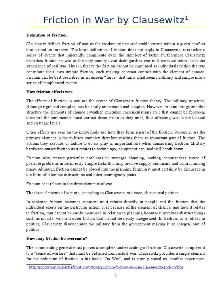 Friction in War by Clausewitz | Carl Von Clausewitz | Military
