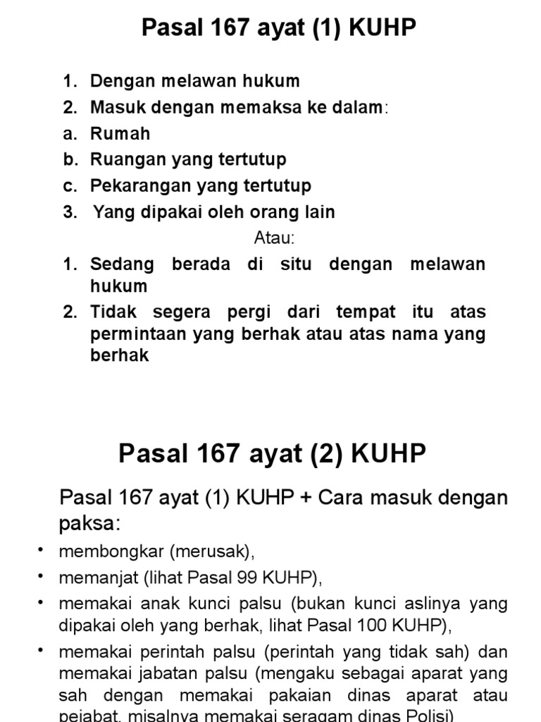 Pasal 167 KUHP | PDF