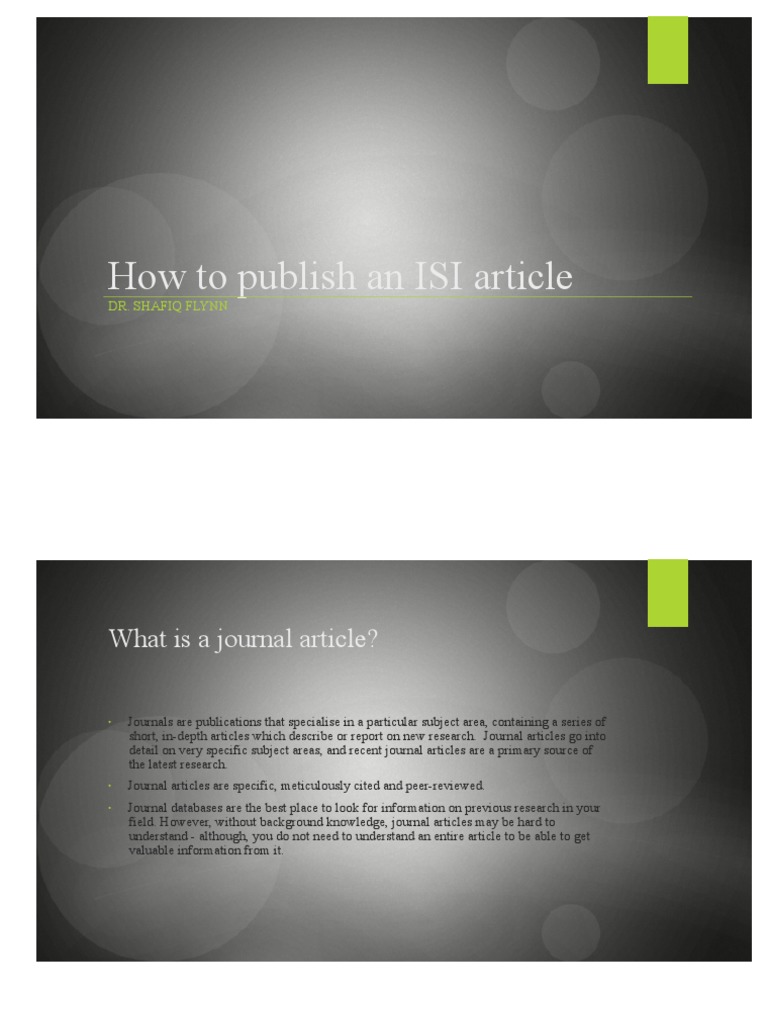 How To Publish An ISI Article | PDF | Abstract (Summary) | Argument