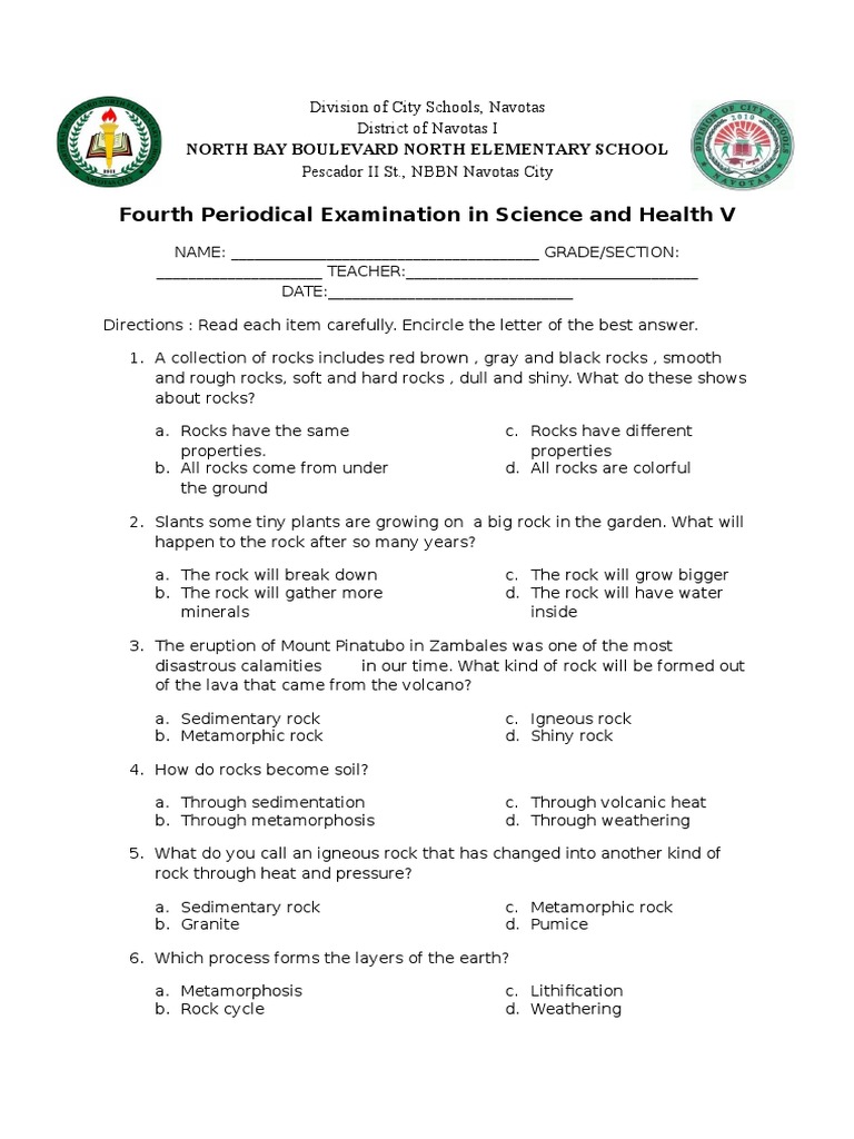 4th periodical test in science.docx | Planets | Rock (Geology)