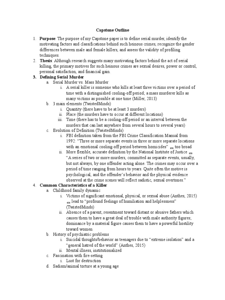 capstone outline | Offender Profiling | Serial Killer