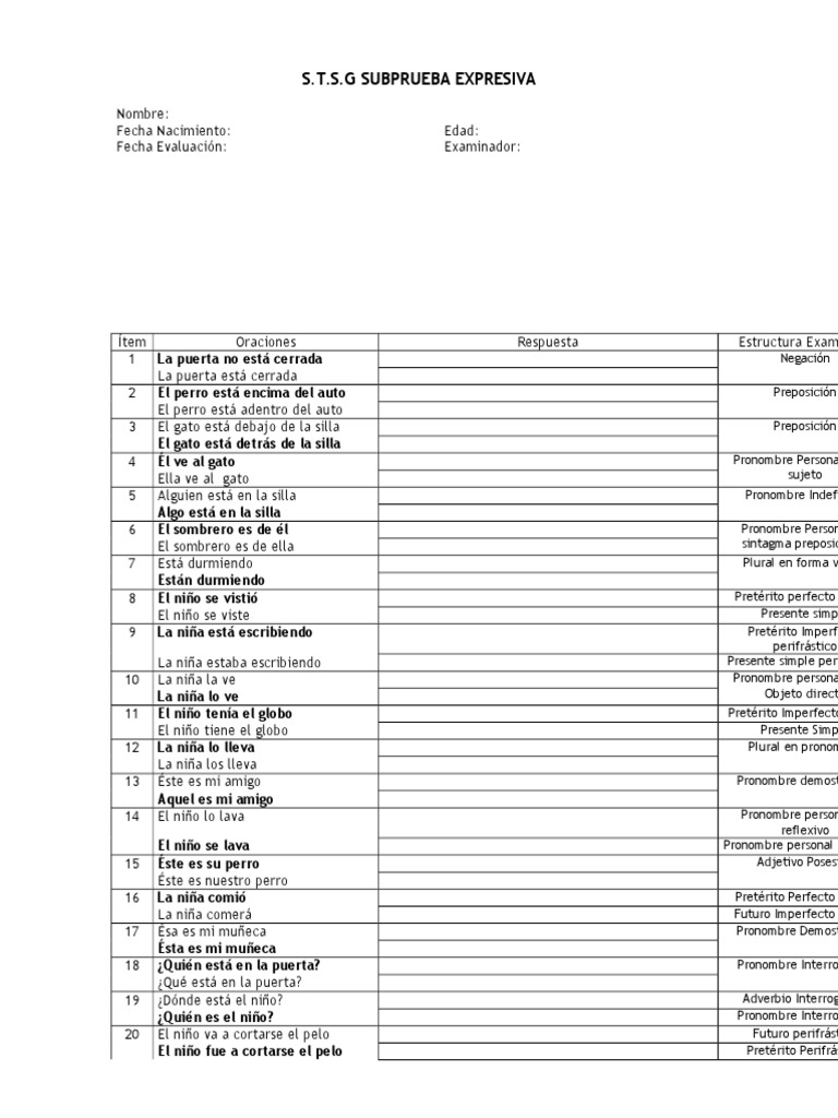 Protocolo de Registro STSG Expresiva | PDF | Pronombre | Asunto (gramática)