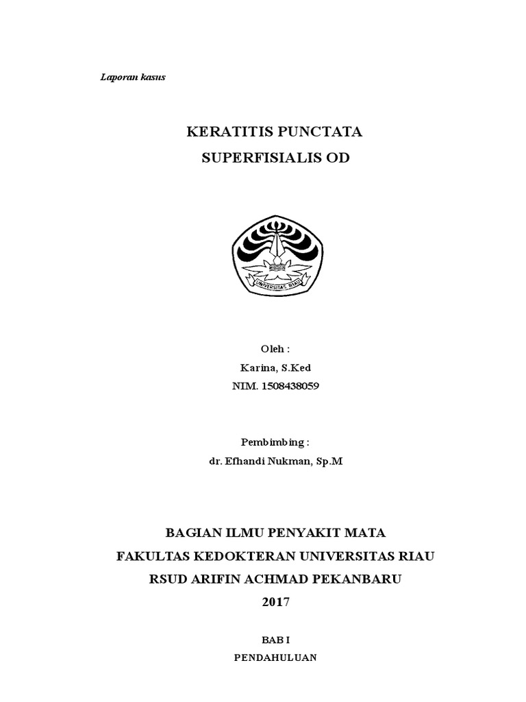 Laporan Kasus Keratitis Punctata Superfisialis | PDF