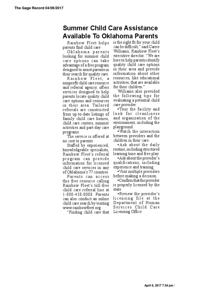 RF The Gage Record April 17 | PDF | Child Care | Relationships