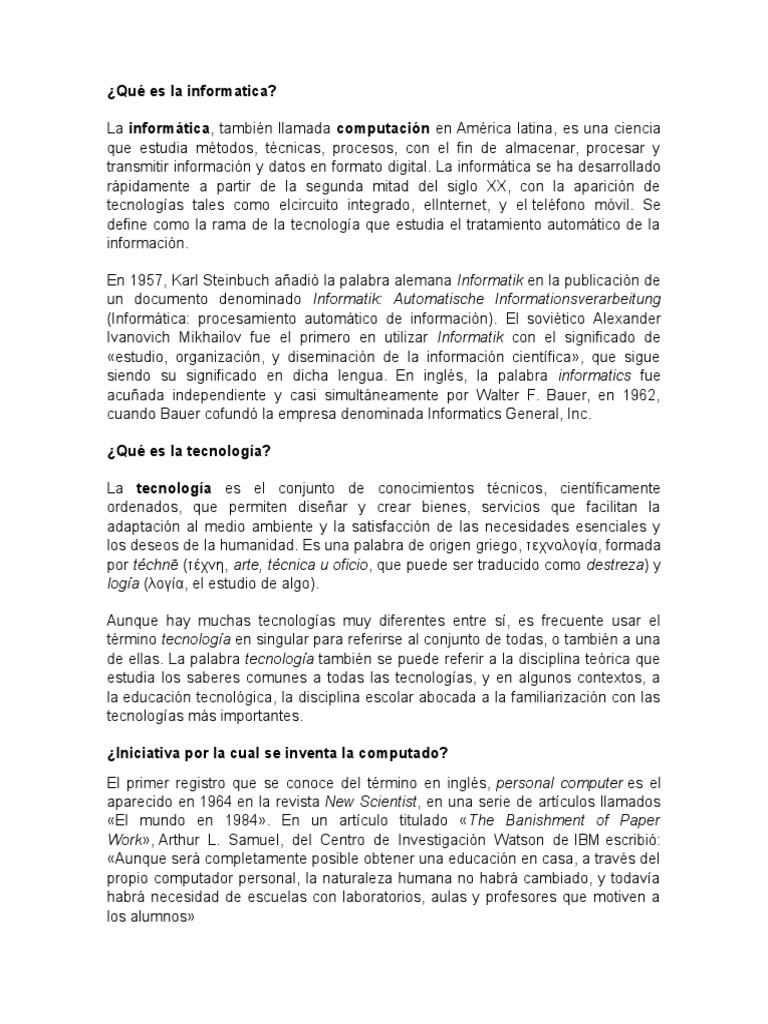 Qué Es La Informatica | PDF | Simetría | Ciencias sociales