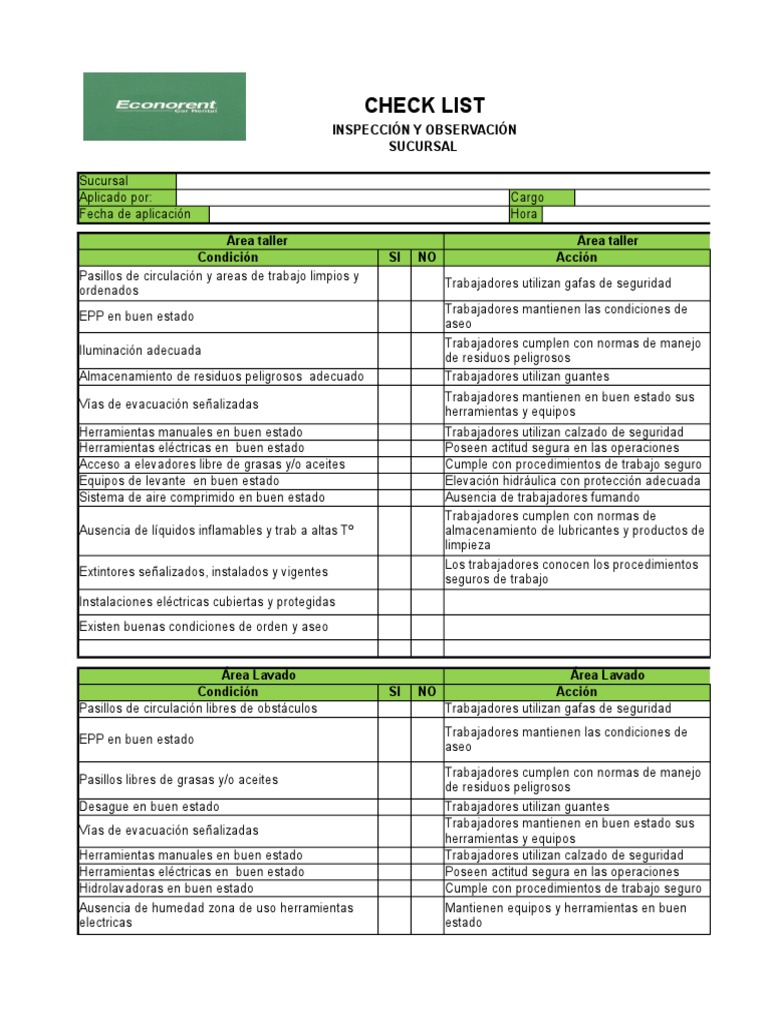 Check List Instalaciones | PDF | Agua | Naturaleza