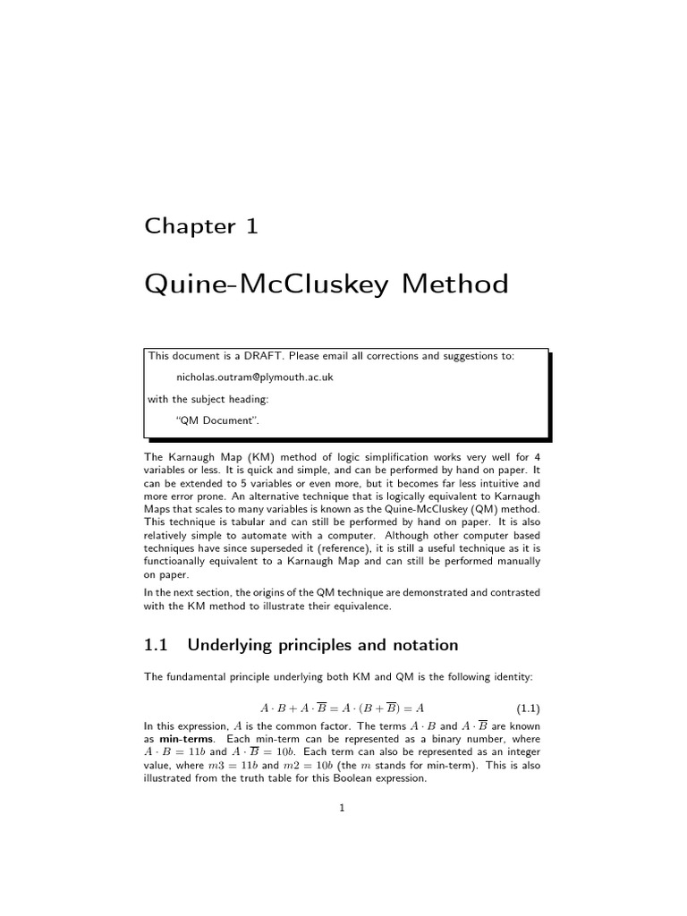 Quine McCluskey Method | PDF