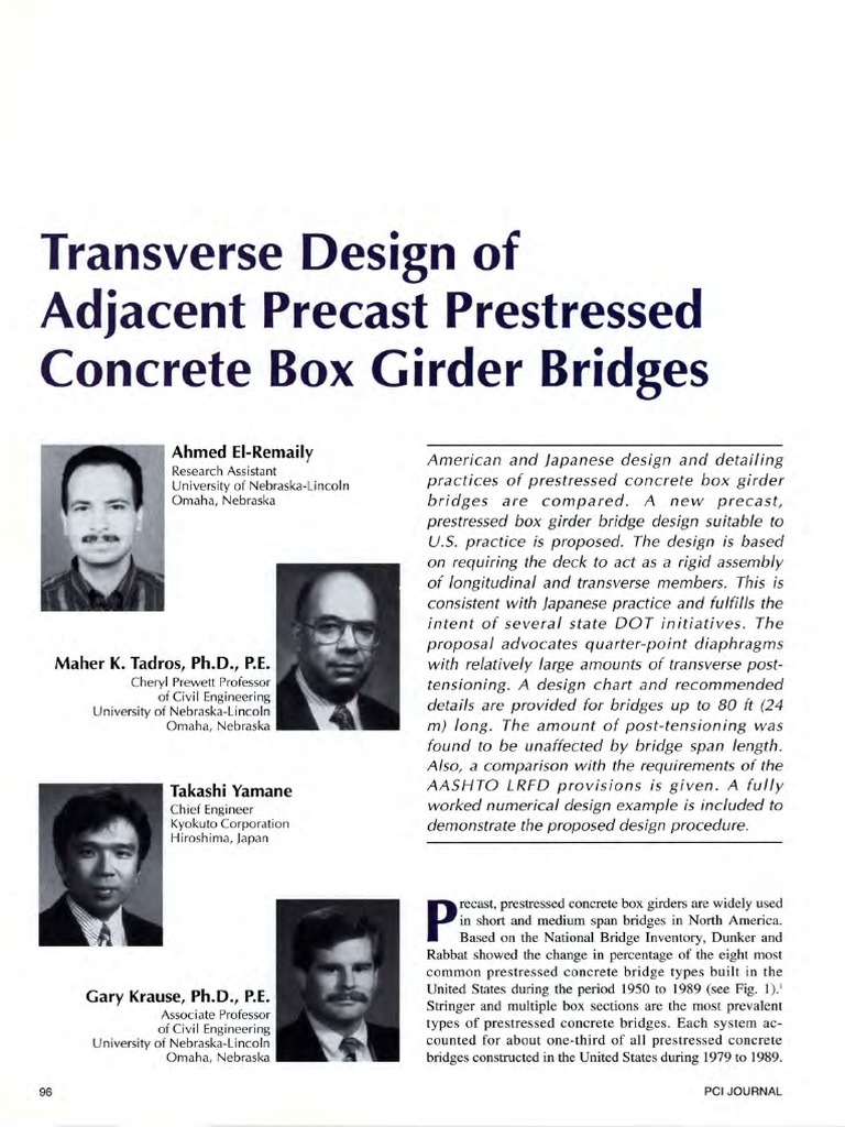 Transverse Design of Adjacent Precast Prestressed Concrete Box Girder ...