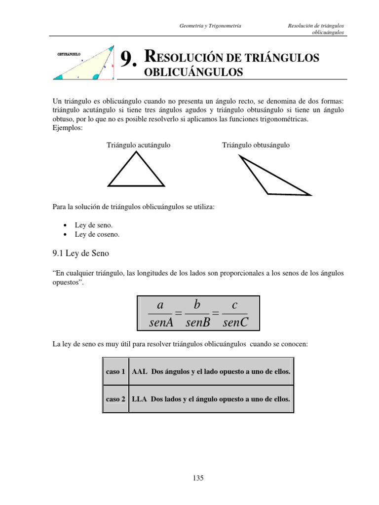 Ejercicios de Triangulos Oblicuangulos Con Respuestas | Triángulo ...