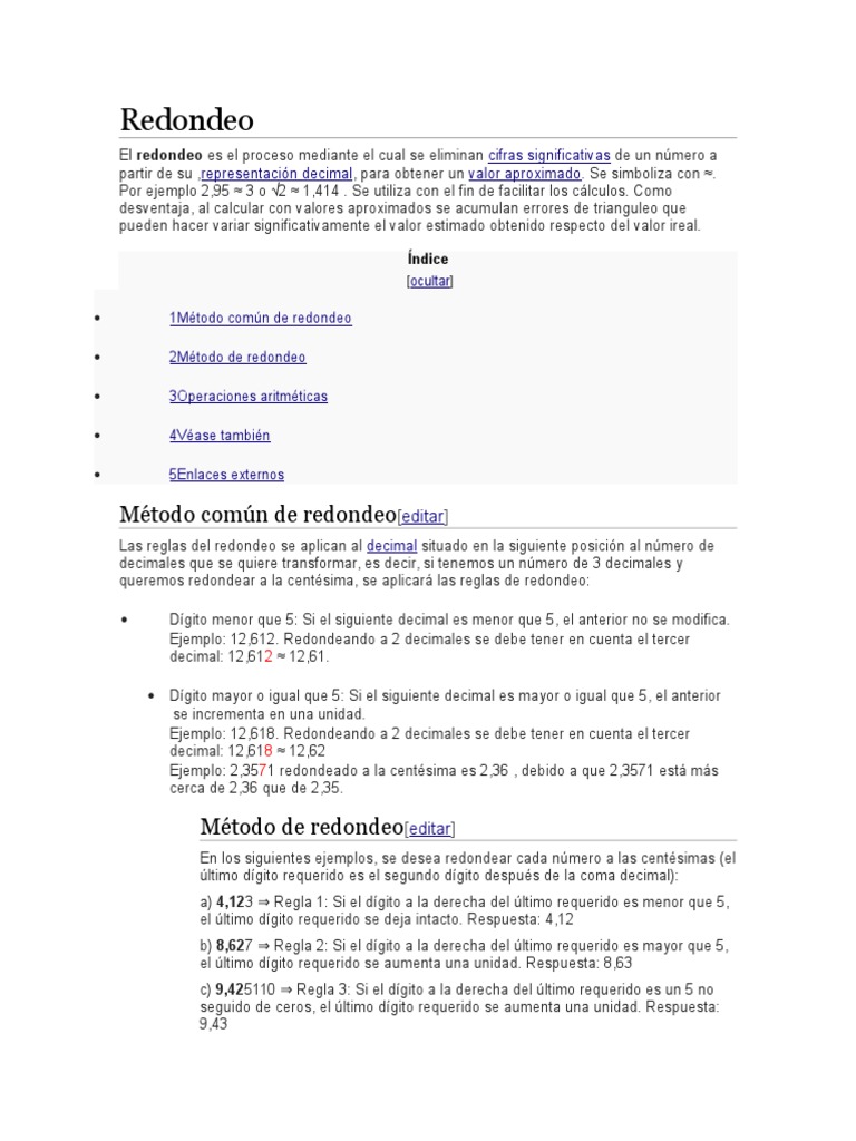 Redondeo Reglas | PDF | Redondeo | Decimal