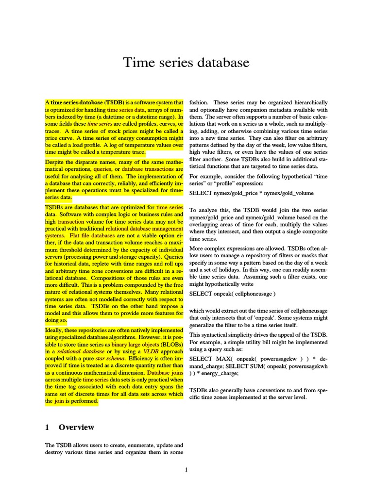 An Overview of Time Series Databases and Their Key Features for Storing ...