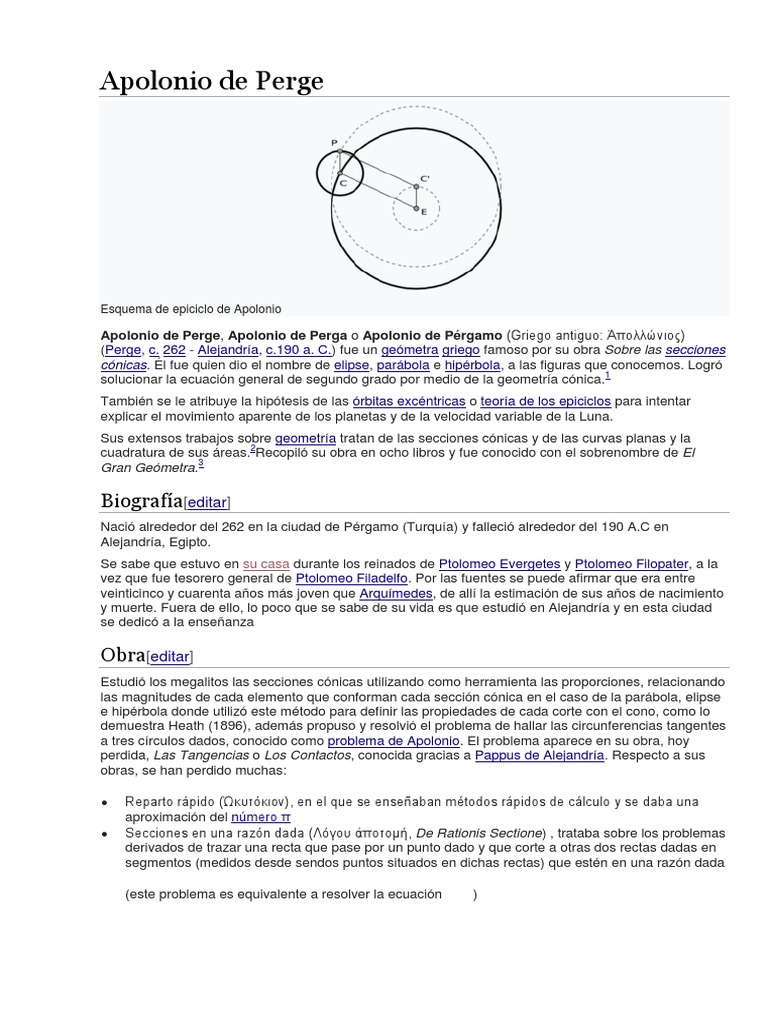 Apolonio de Perge | PDF | Geometría | Enseñanza de matemática