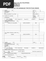 Application For Barangay Protection Order: Vawc Form#3 CONTROL NO ...