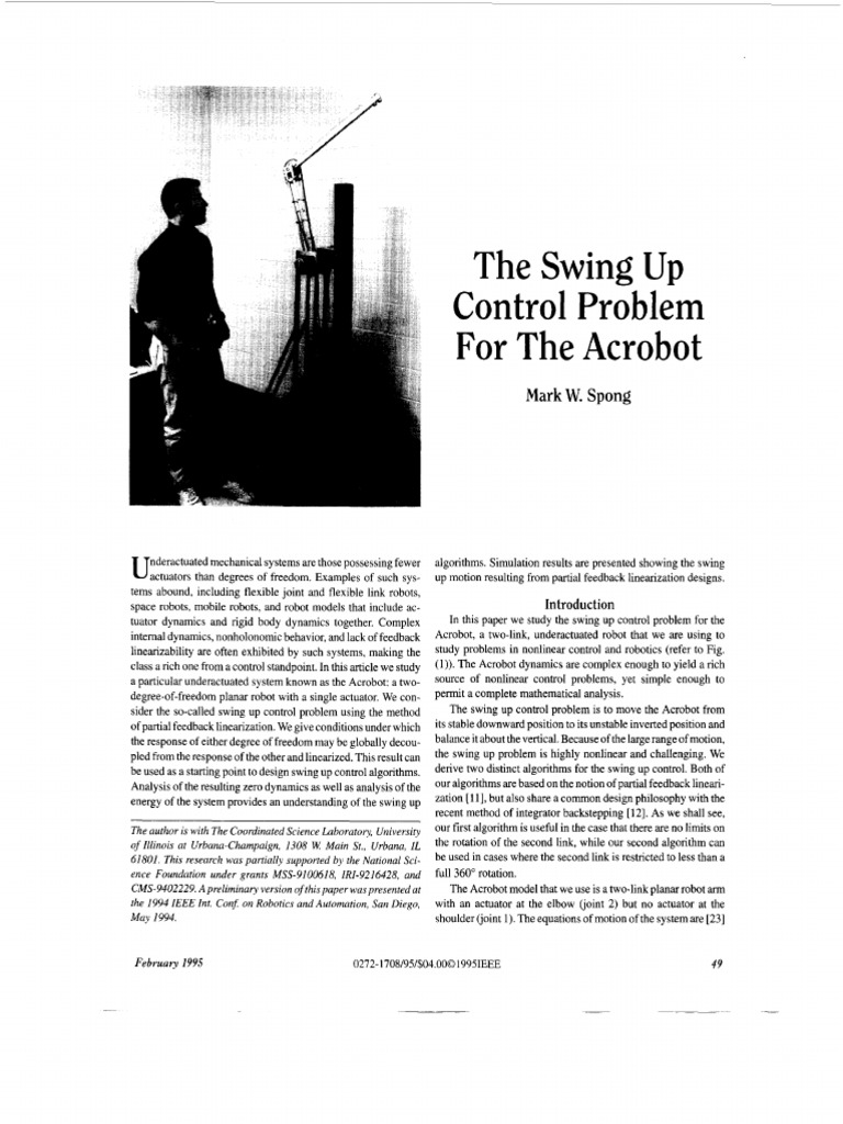 Acrobot Swing Up Control Problem | PDF | Dynamical System | Control Theory