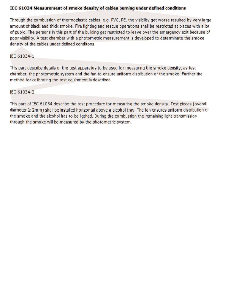 Smoke Density Measurement | PDF | Smoke | Cable