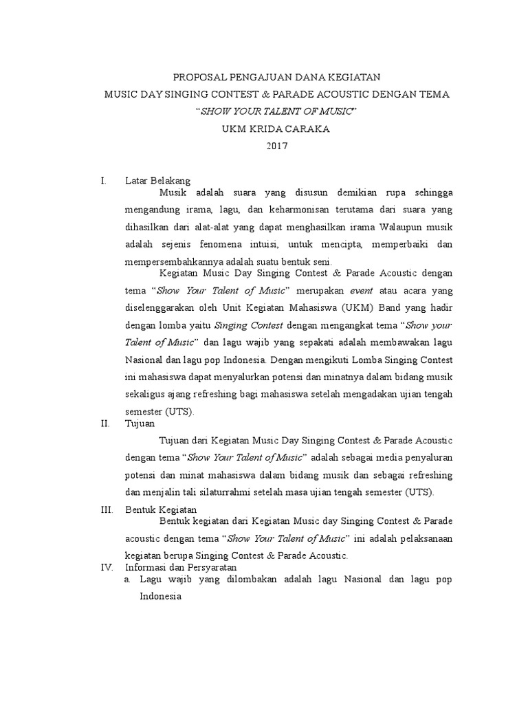 Proposal Kegiatan Musik - 3 | PDF