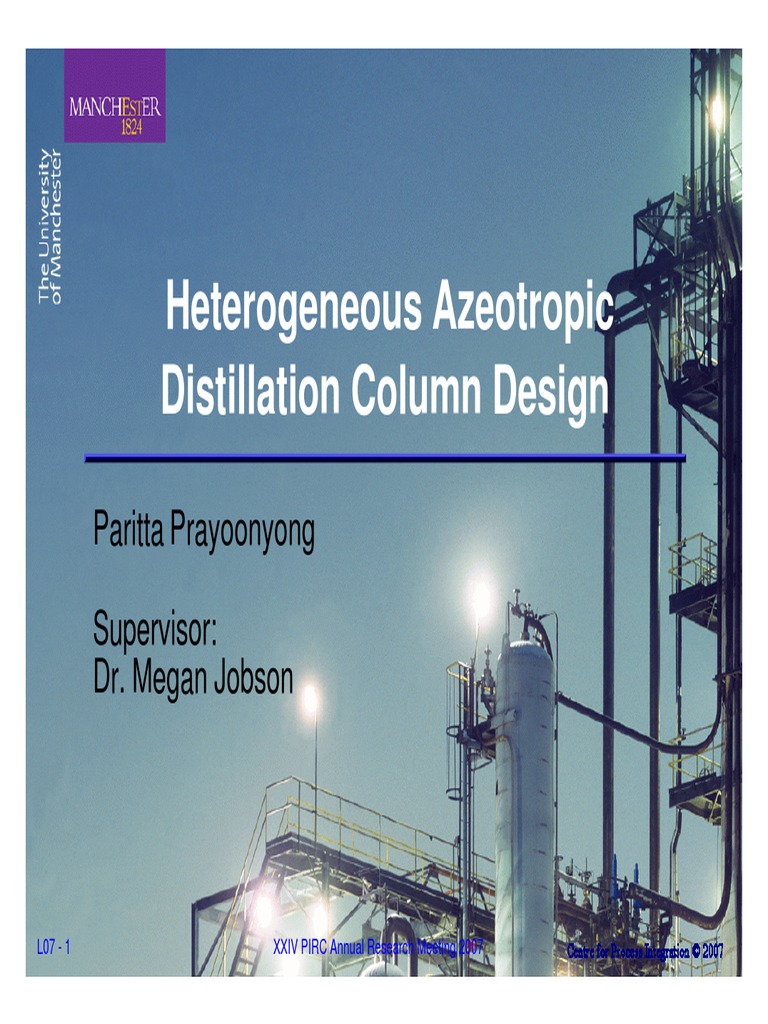 Heterogeneous Azeotropic Distillation Column Design | Distillation ...