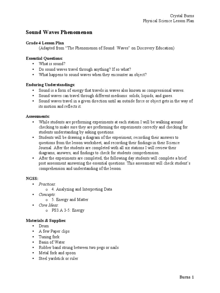 Lesson 1 Sound Waves | PDF | Sound | Waves